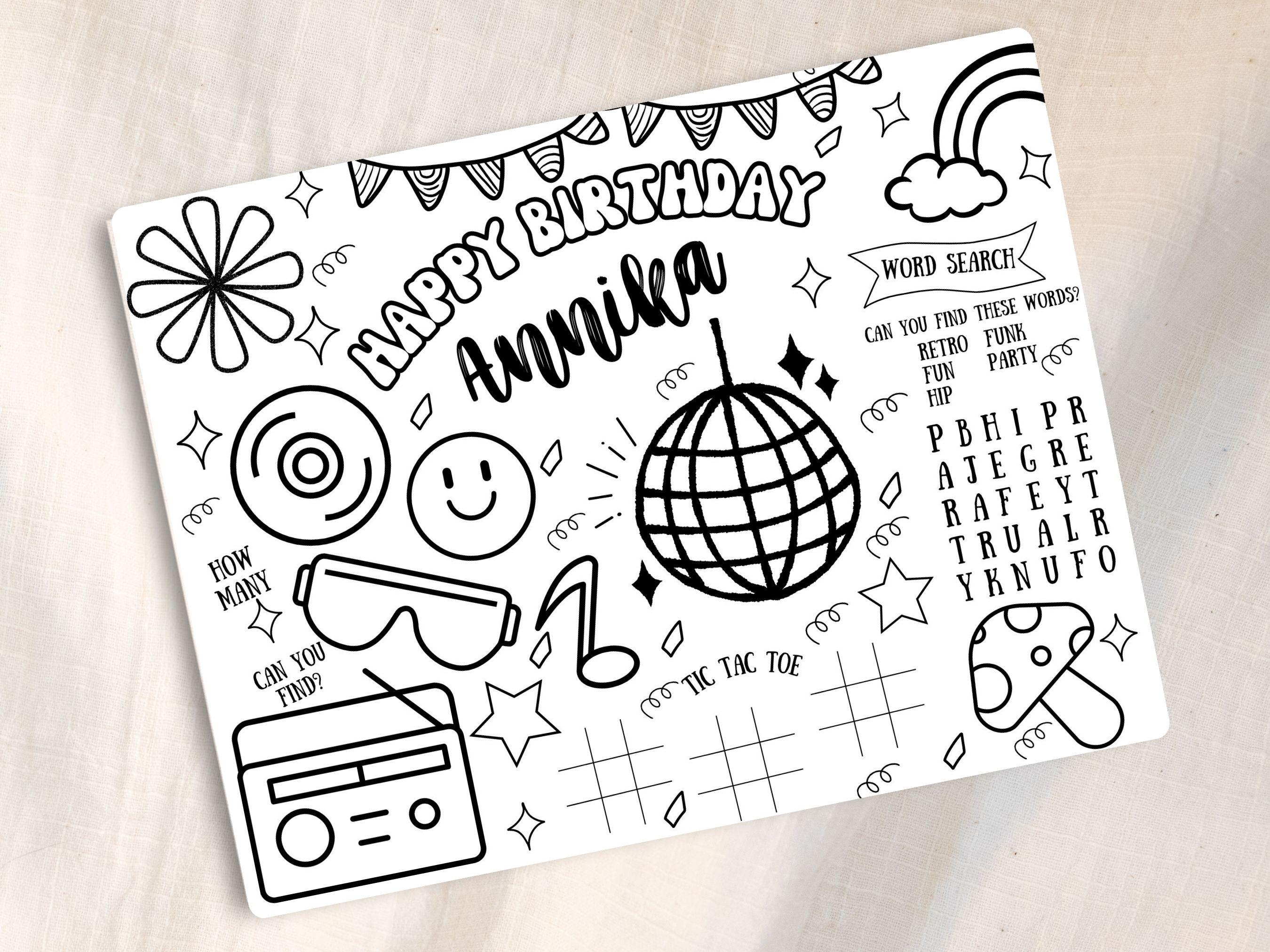 Personalized Groovy Coloring Pages, Retro Birthday Party Coloring ...