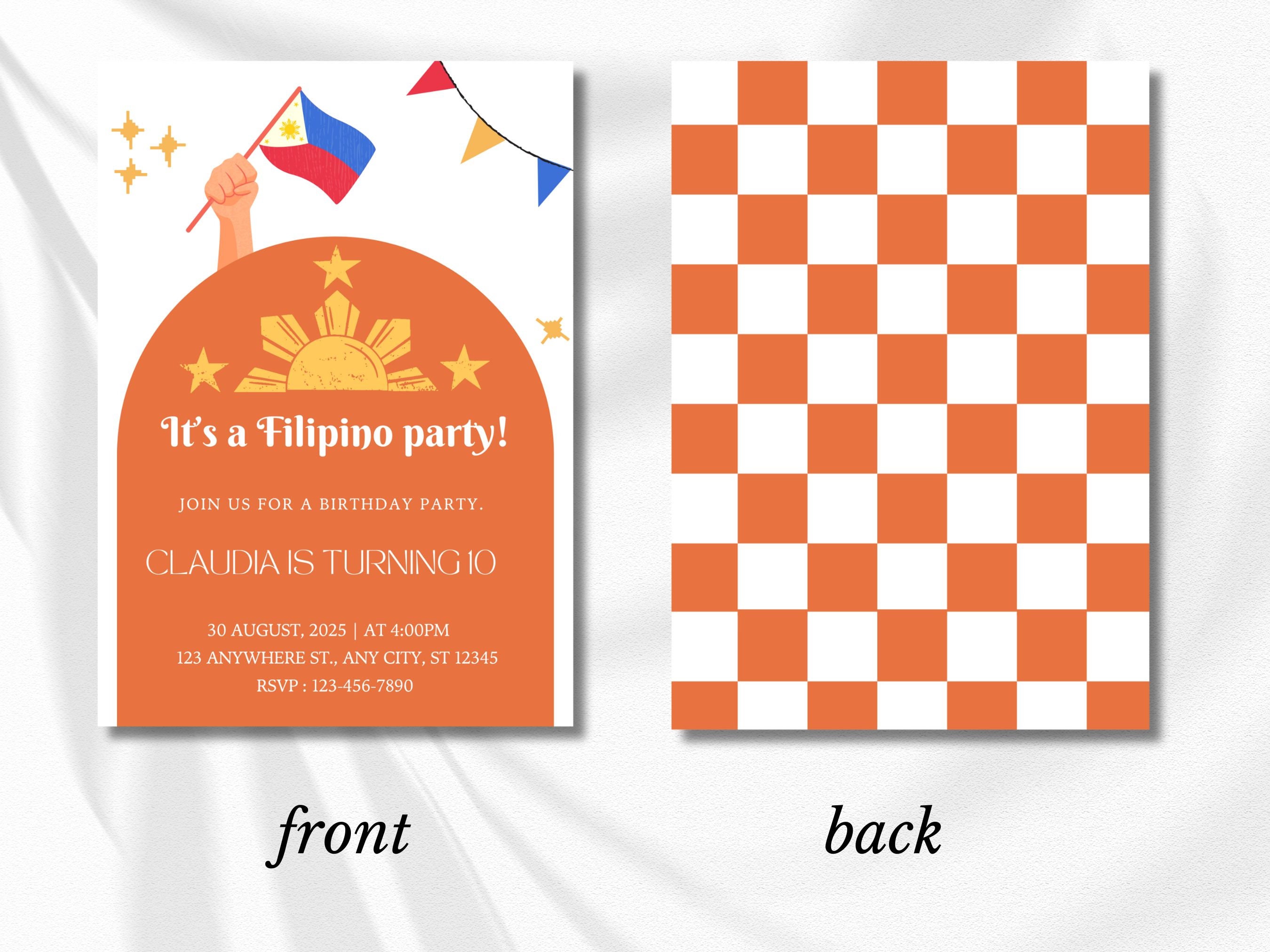 Modern Filipino Birthday Invitation | Filipino Dinner | Aesthetic ...