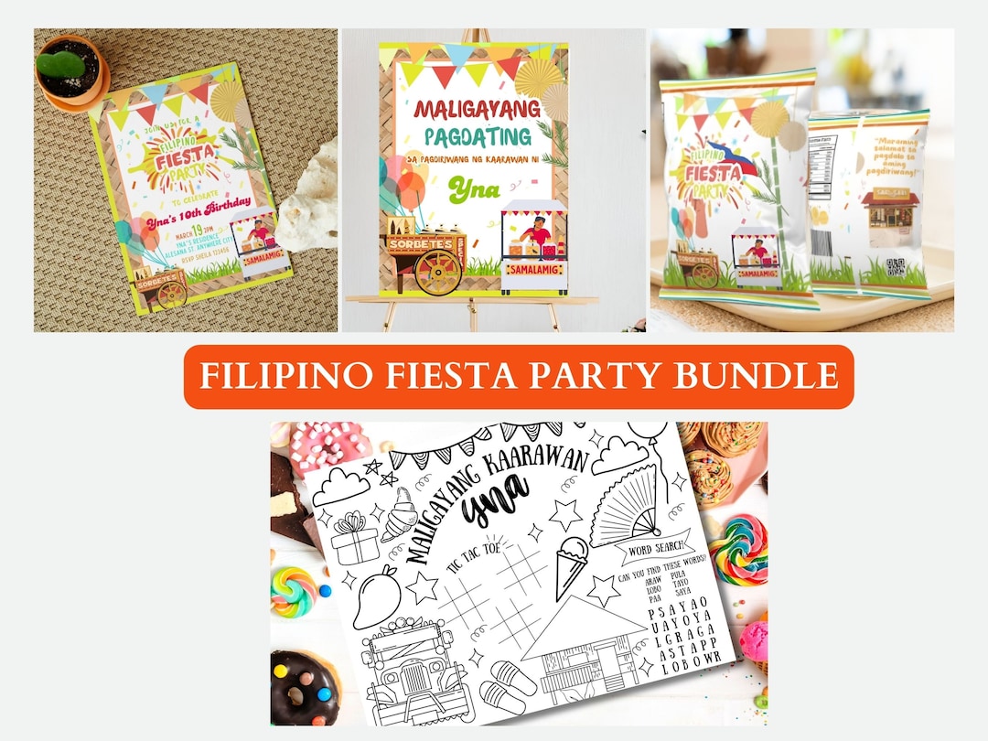 Editable Filipino Fiesta Theme Party Bundle Birthday Invitation ...