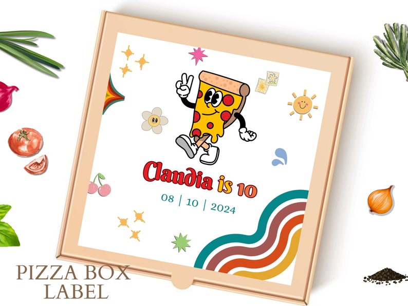 Custom Pizza Box Printable Label Pizza Birthday Party Italian Birthday ...