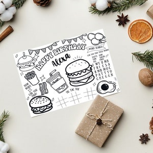 Burger Birthday Party Placemats, Burger Party Games, Bbq Party Games ...