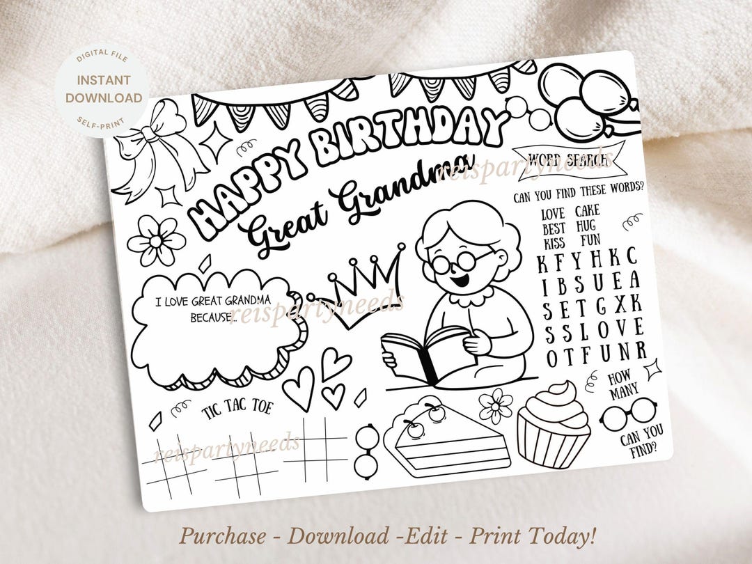 Happy Birthday Grandma Coloring Page DIGITAL | All About Nana Fill in ...