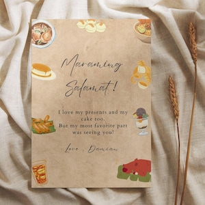Filipino Birthday Thank You Card, Filipino Foods Printable Card ...
