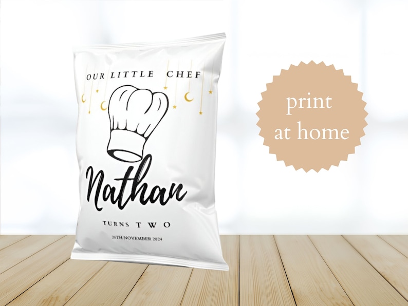 Little Chef Birthday Chip Bag Little Chef Birthday Cute Chip Bag Chef ...