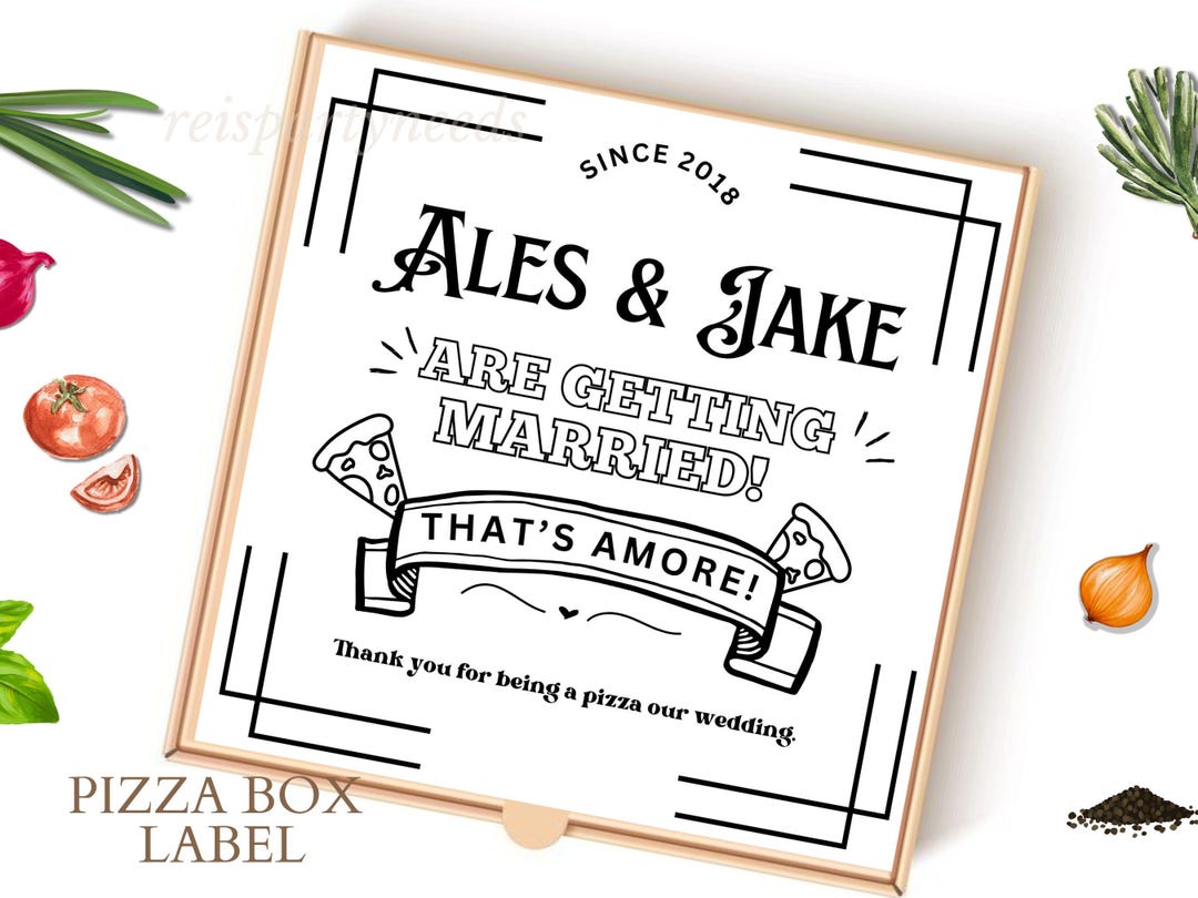 Wedding Pizza Box, Custom Vintage Wedding Pizza Box Template, Pizza Box ...