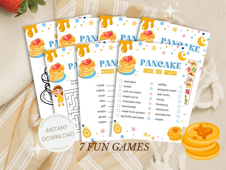 Printable Pancake Party Games Bundle, Pancakes and Pajamas, Pancake Day ...