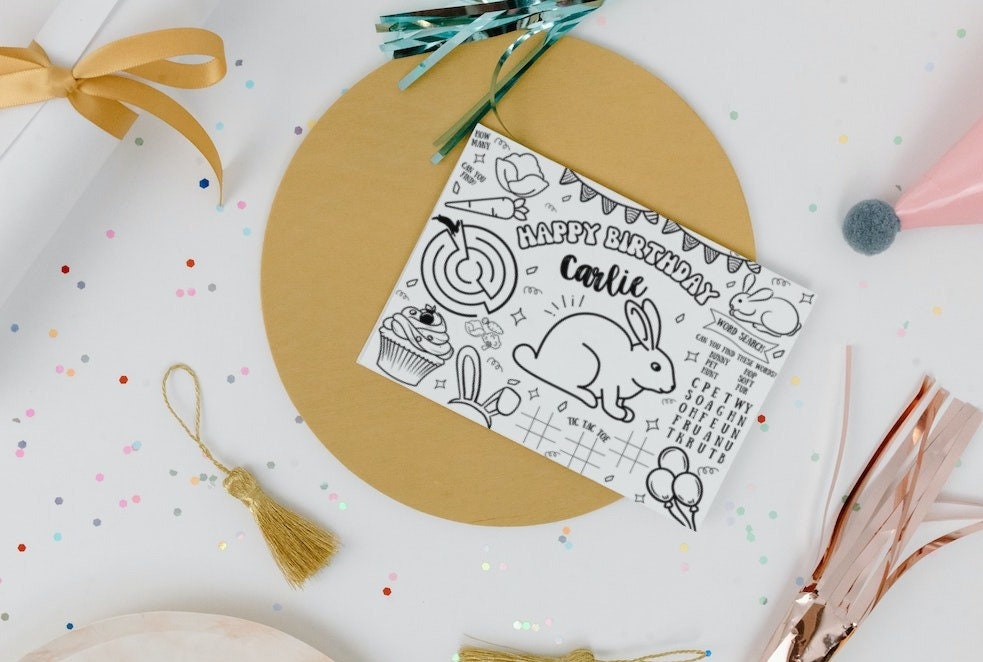 Bunny Birthday Party Activity Sheet Bunny Party Favor Bunny Coloring ...