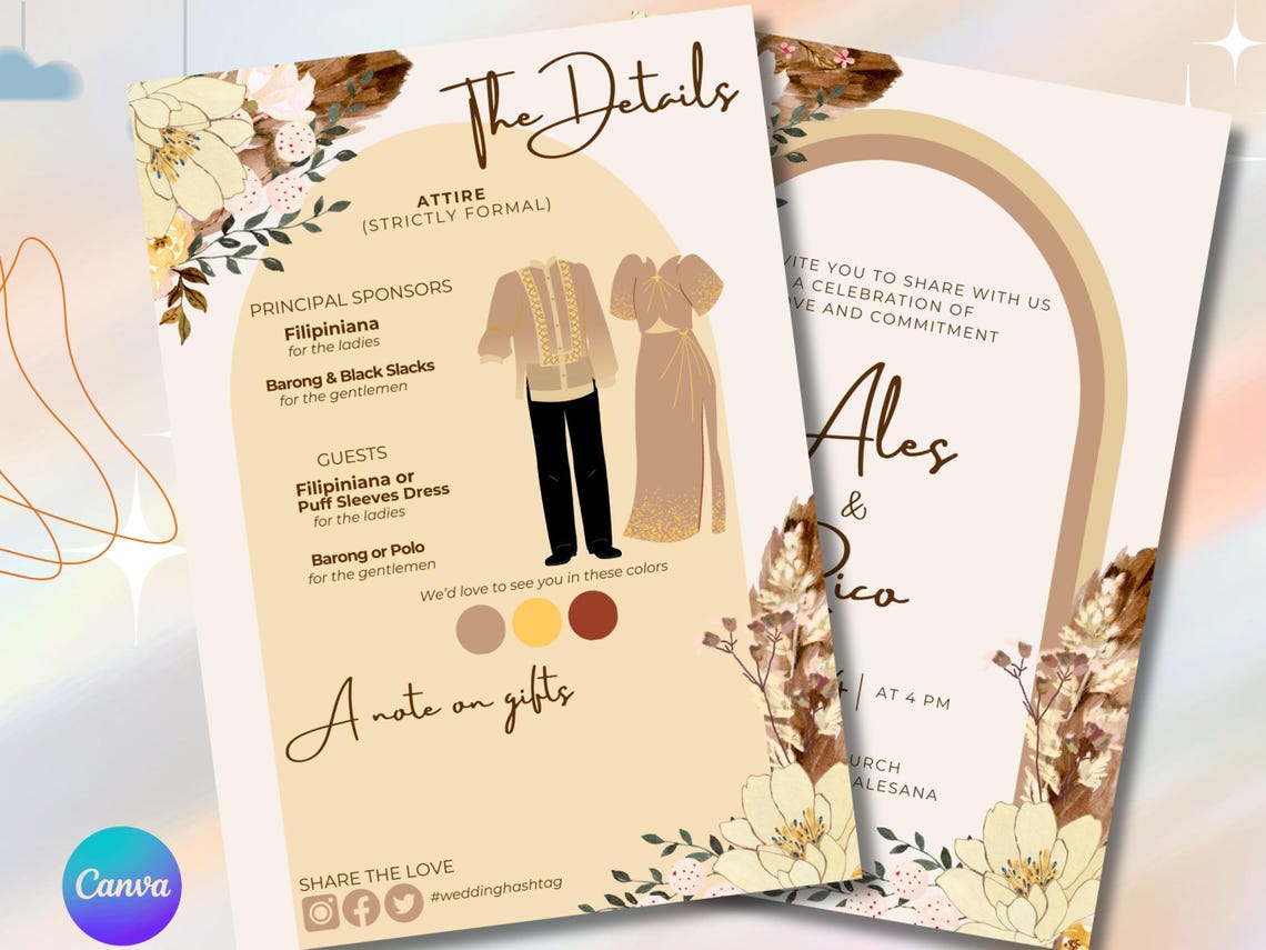 Modern Filipiniana Wedding Invitation Template Filipino Wedding ...
