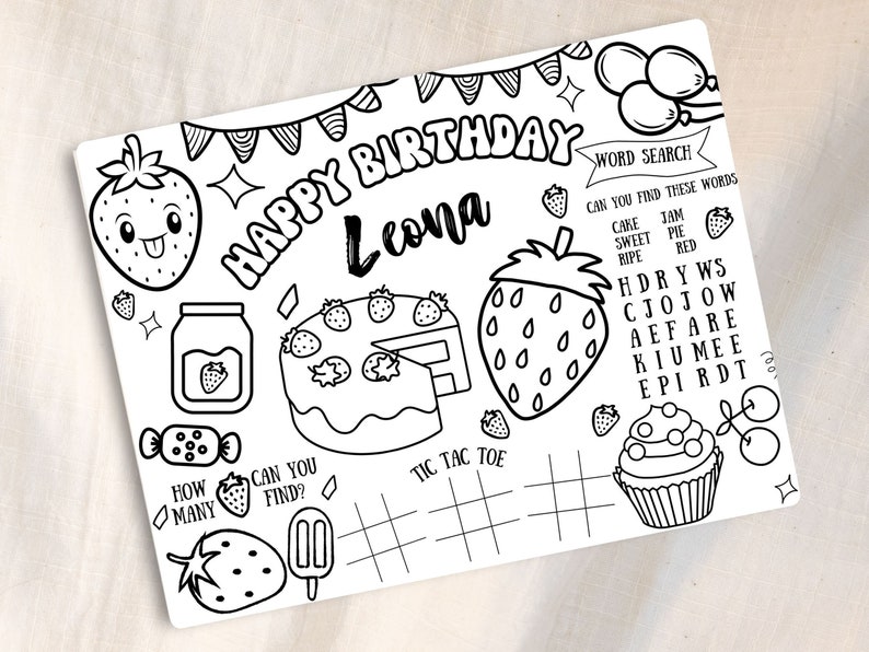 Custom My Berry First Birthday Coloring Page for Kids Birthday Party ...