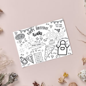 Kids Pizza Party Placemat Activity & Coloring Sheet | Printable Kids ...