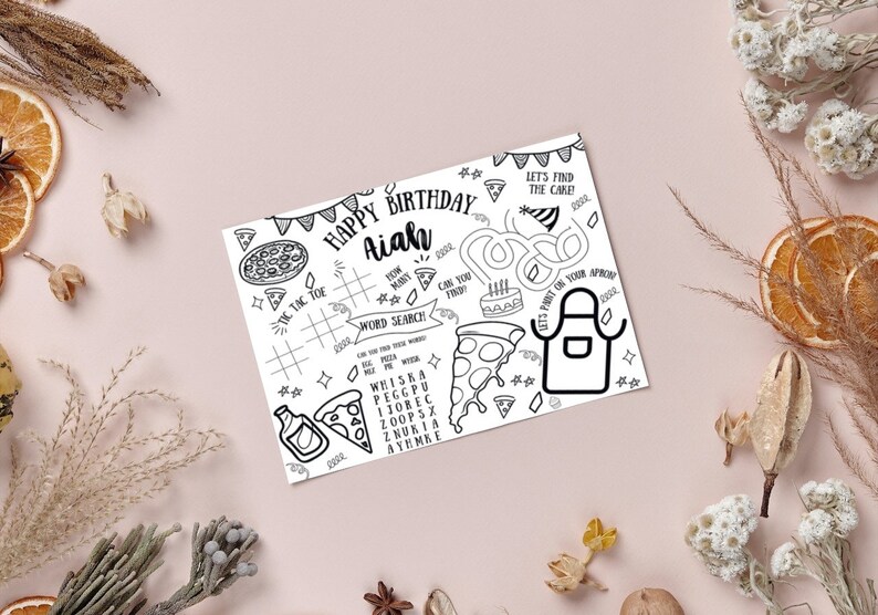 Kids Pizza Party Placemat Activity & Coloring Sheet | Printable Kids ...