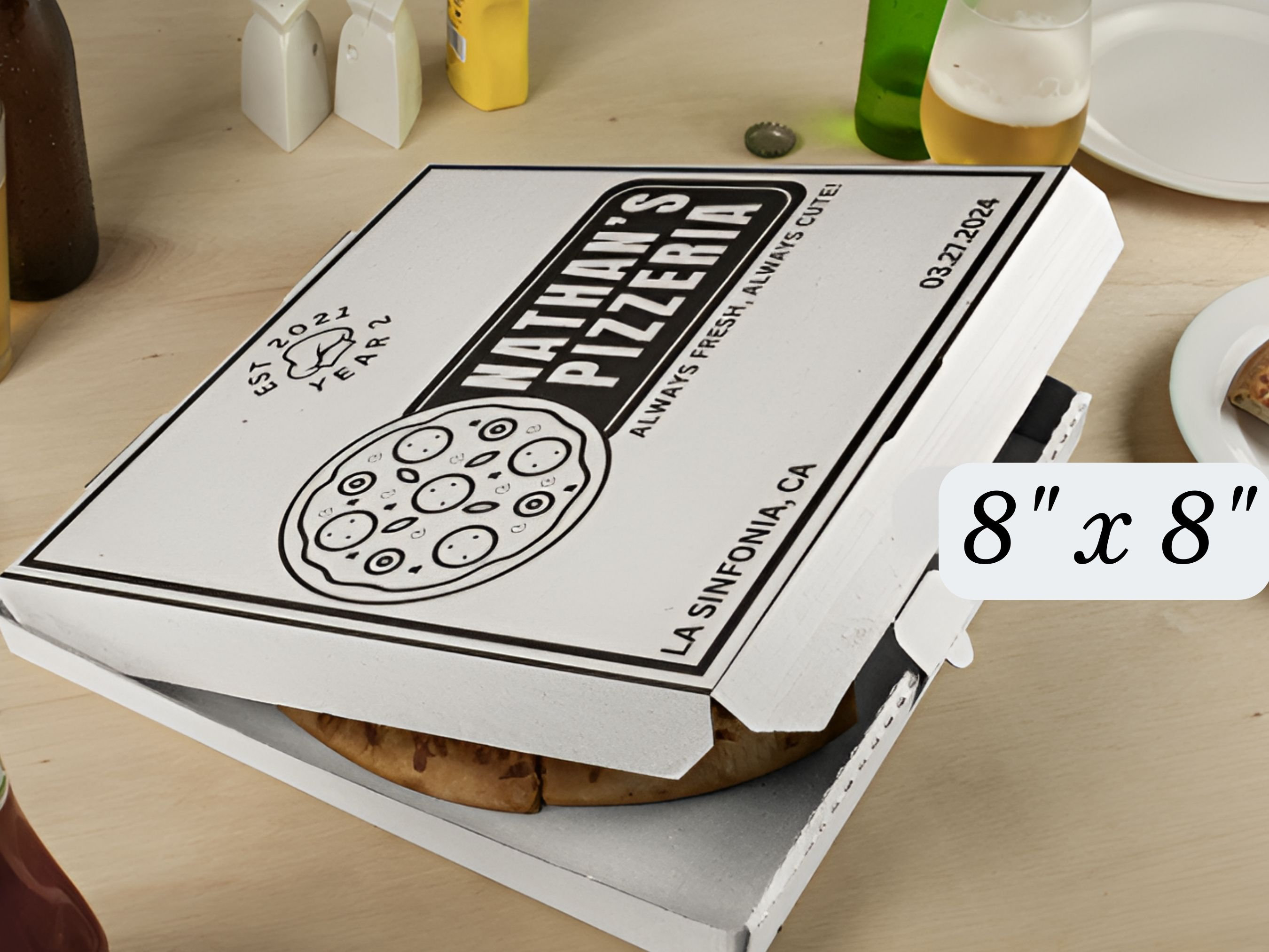 Minimalist Pizza Box Printable Label Pizza Birthday Party Italian ...