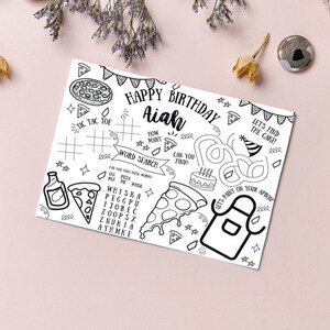 Kids Pizza Party Placemat Activity & Coloring Sheet | Printable Kids ...