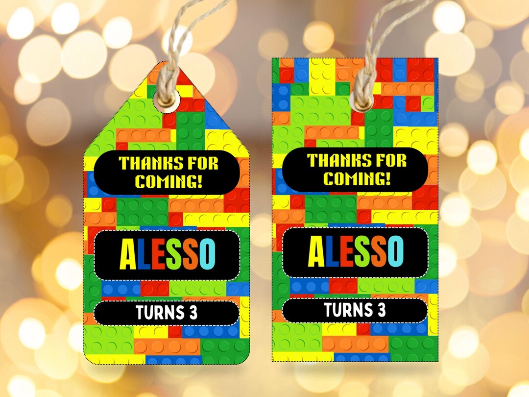 Editable Building Blocks Birthday Thank You Tag Template, Blocks ...