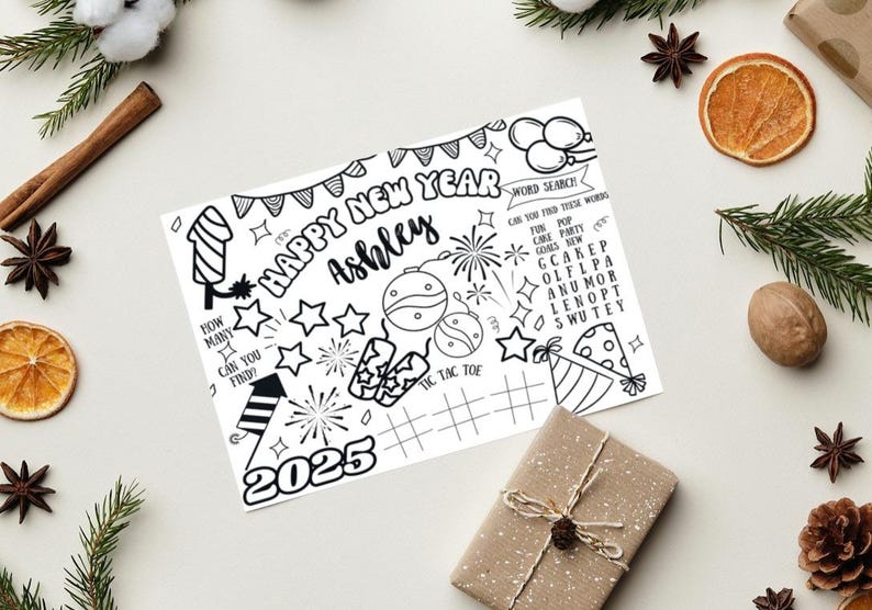 2025 New Years Coloring Page, New Year Coloring Page, New Year ...