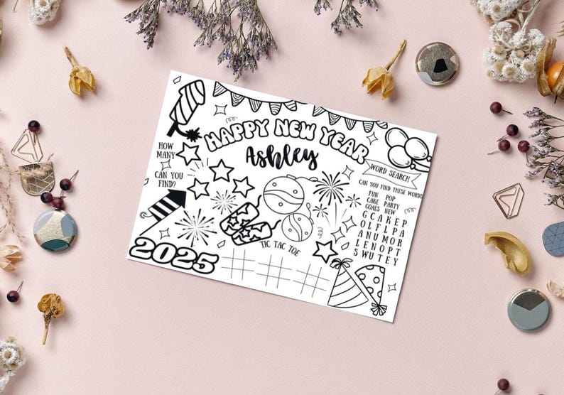 2025 New Years Coloring Page, New Year Coloring Page, New Year ...