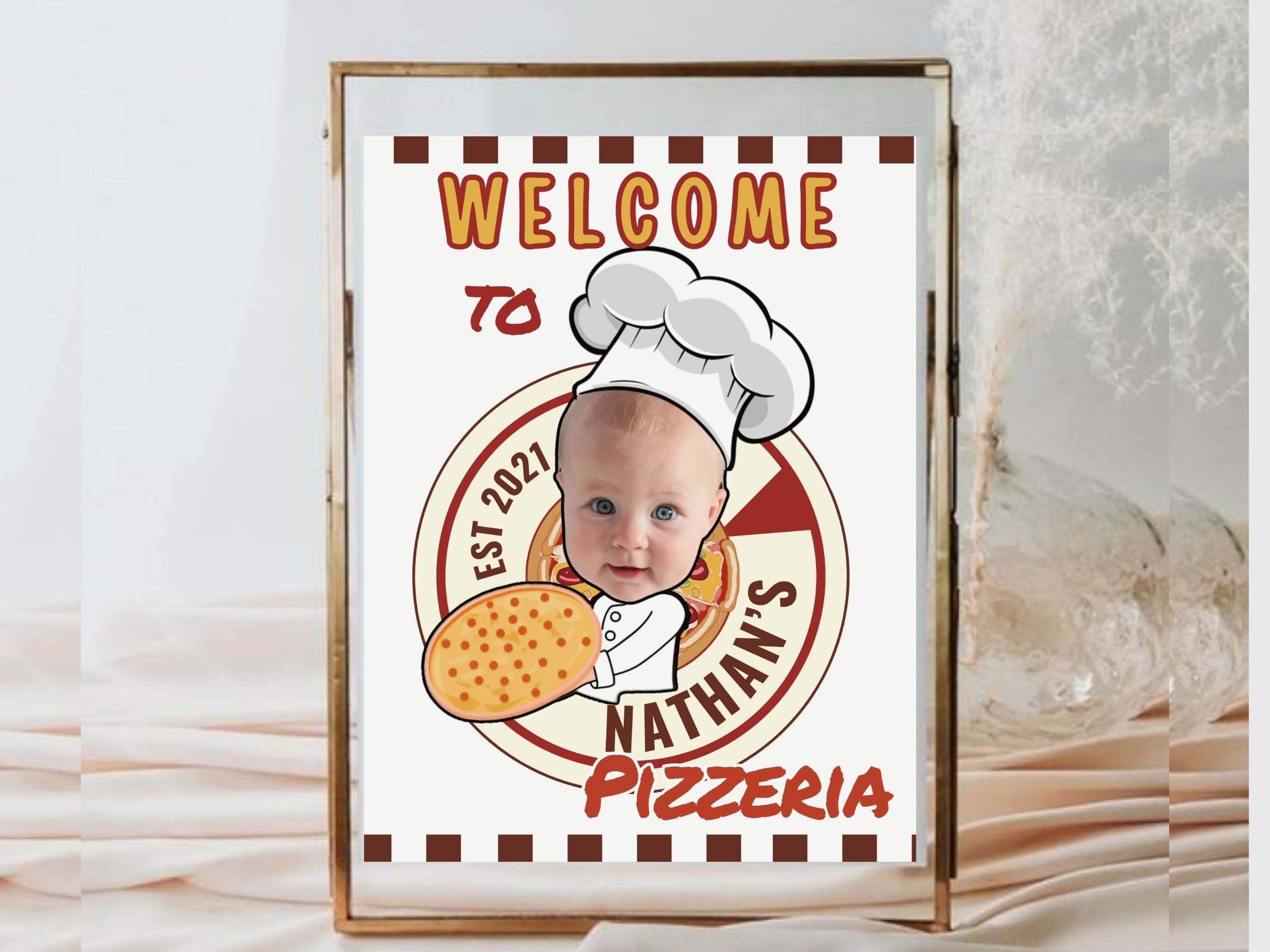 Personalized Pizza Party Welcome Sign Pizza Birthday Decorations Pizza ...
