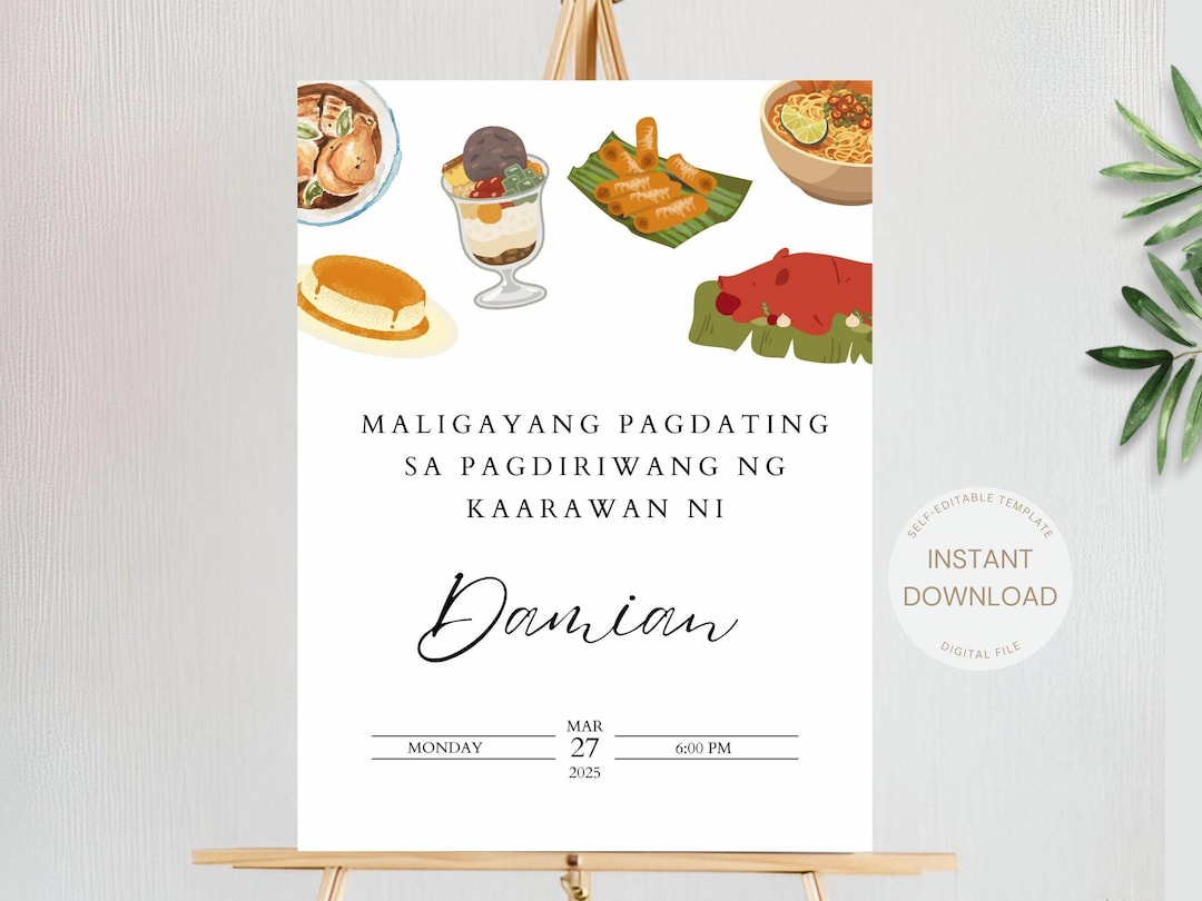 Editable Filipino Birthday Welcome Sign, Minimalist Filipino Birthday ...