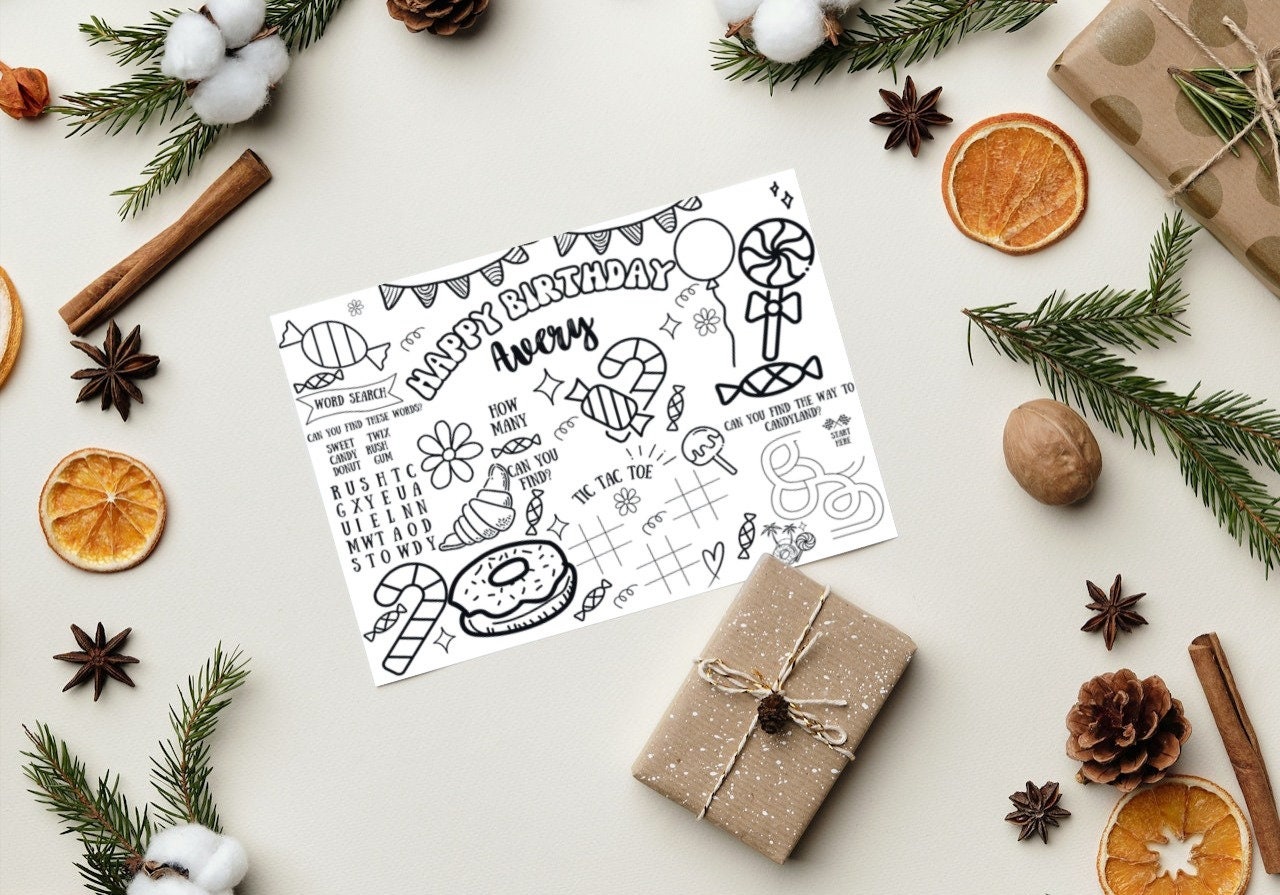 Personalized Candyland Birthday Placemat | Activity Sheet (PDF) - Etsy
