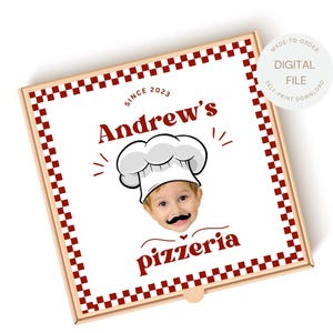 Checkered Pizza Box Custom Face Printable White Red Pizza Mustache ...