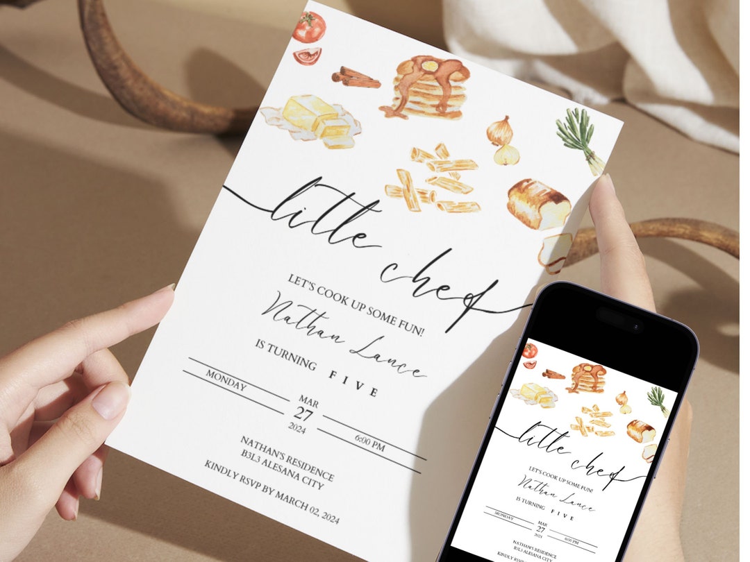 Little Chef Birthday Invitation Little Chef Birthday Cute Invite Chef ...