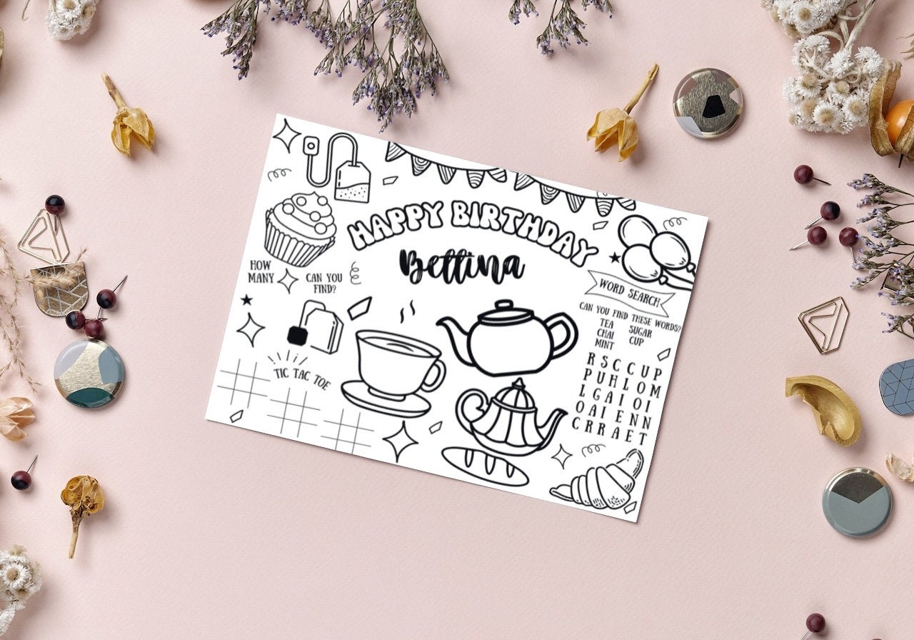 Kids Tea Party Activity & Coloring Sheet Tea Party Printable Party ...