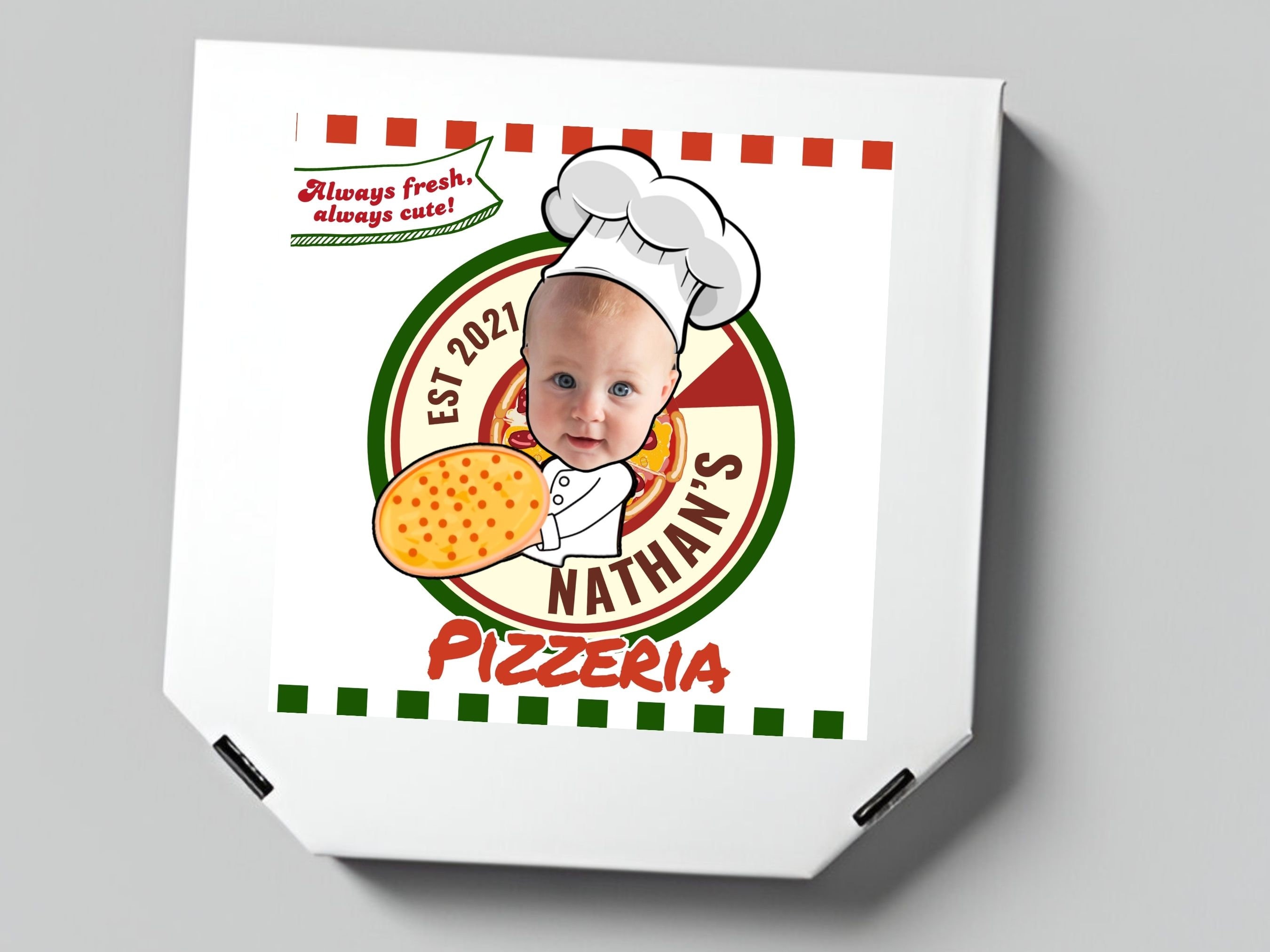 Pizza Box Custom Printable With Photo Pizza Party Decoration Pizza Chef ...