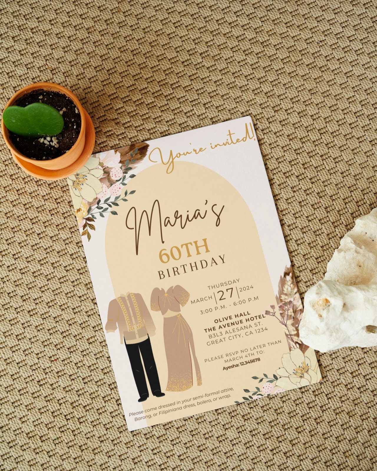 Modern Filipiniana Birthday Invitation Template Filipino Party - Etsy