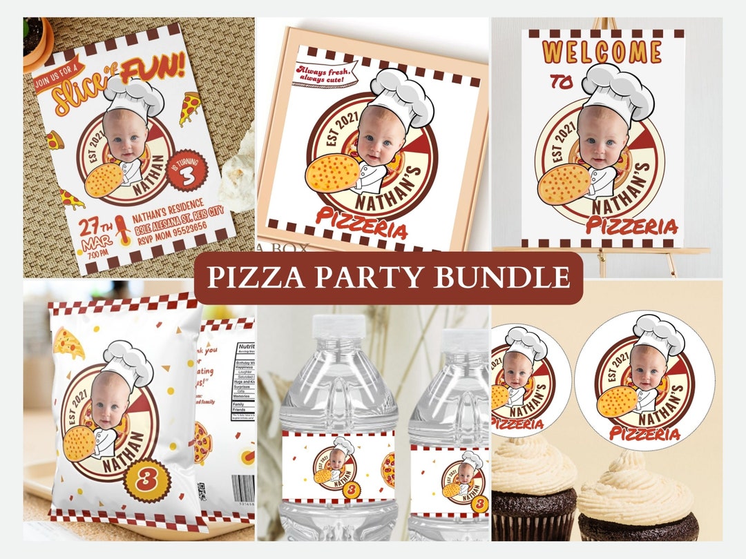 Pizza Birthday Invitation Bundle Pizza 1st Birthday Party Bundle Pizza ...