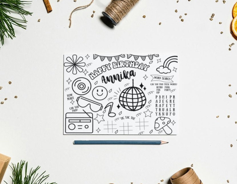 Printable Groovy Coloring Pages Retro Birthday Party Coloring Sheets ...