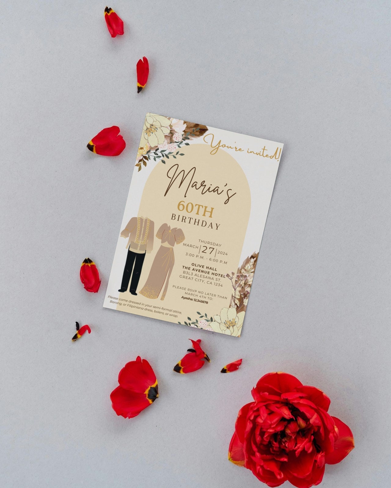 Modern Filipiniana Birthday Invitation Template Filipino Party - Etsy