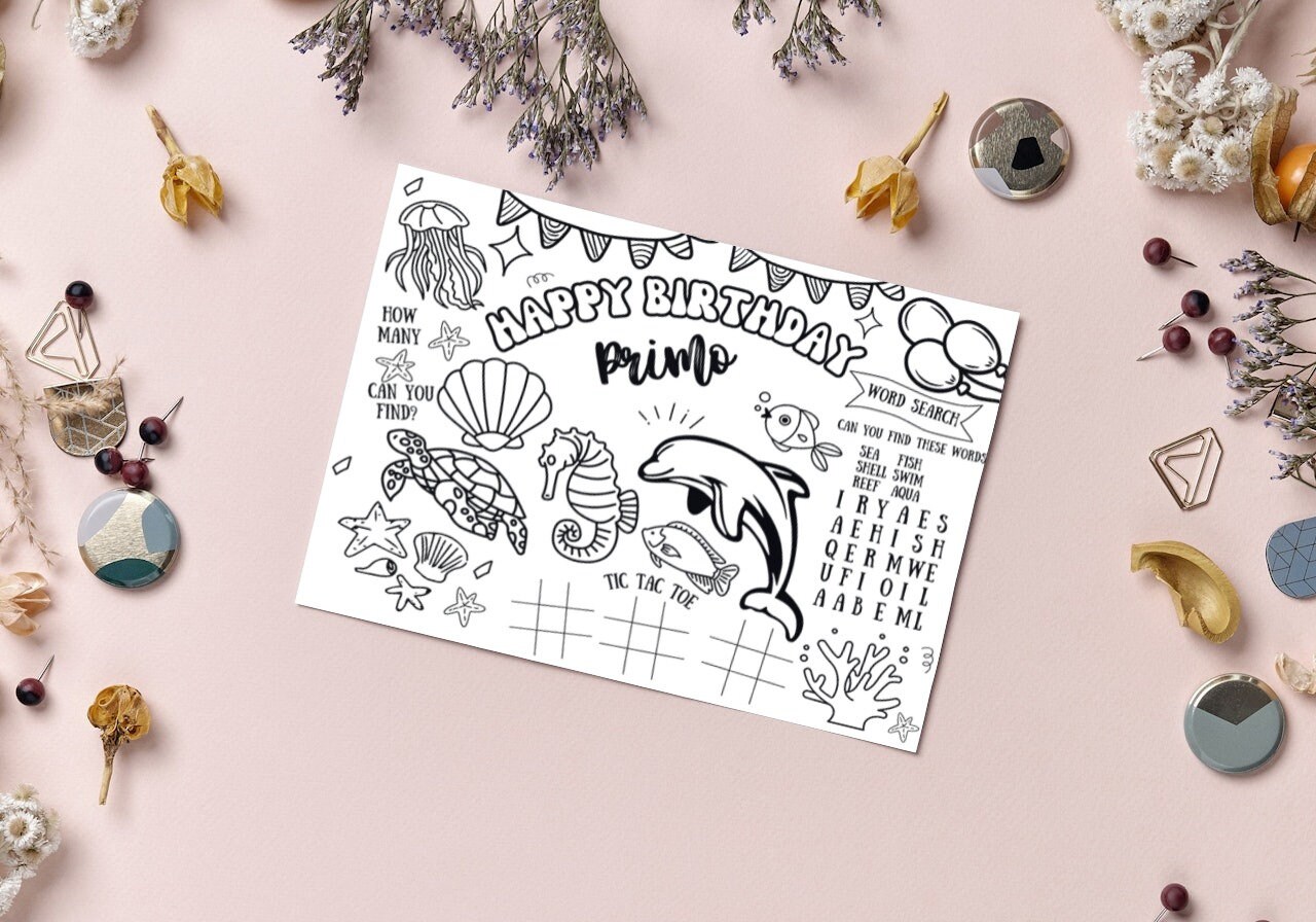 Editable Under the Sea Coloring Page Placemat Coloring Page Any Age ...