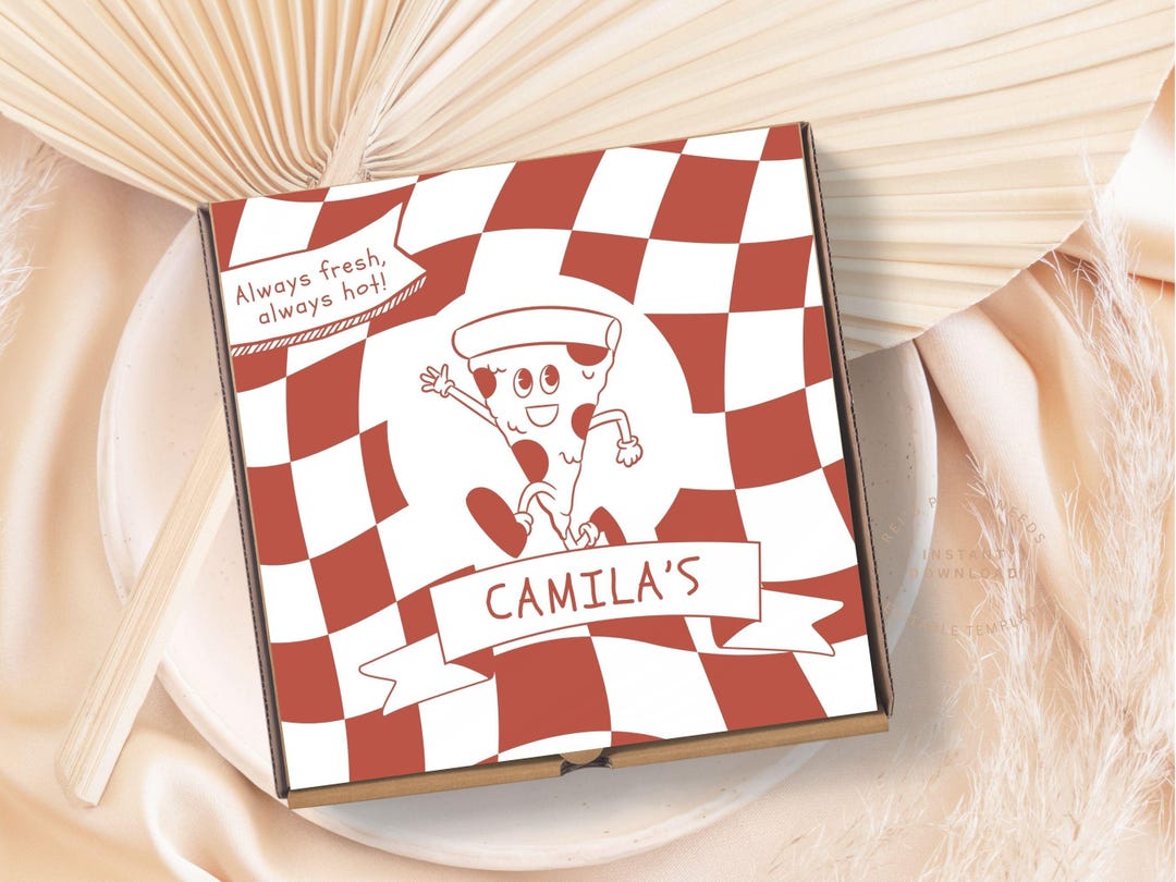 Editable Retro Pizza Box Labels - Groovy Pizza Theme - Italian Birthday ...