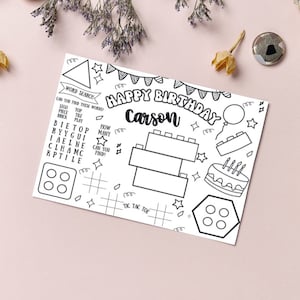 Building Blocks Birthday Coloring Sheet Personalized - Etsy