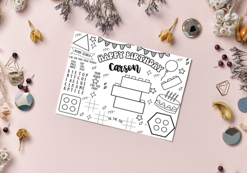 Building Blocks Birthday Coloring Sheet Personalized - Etsy