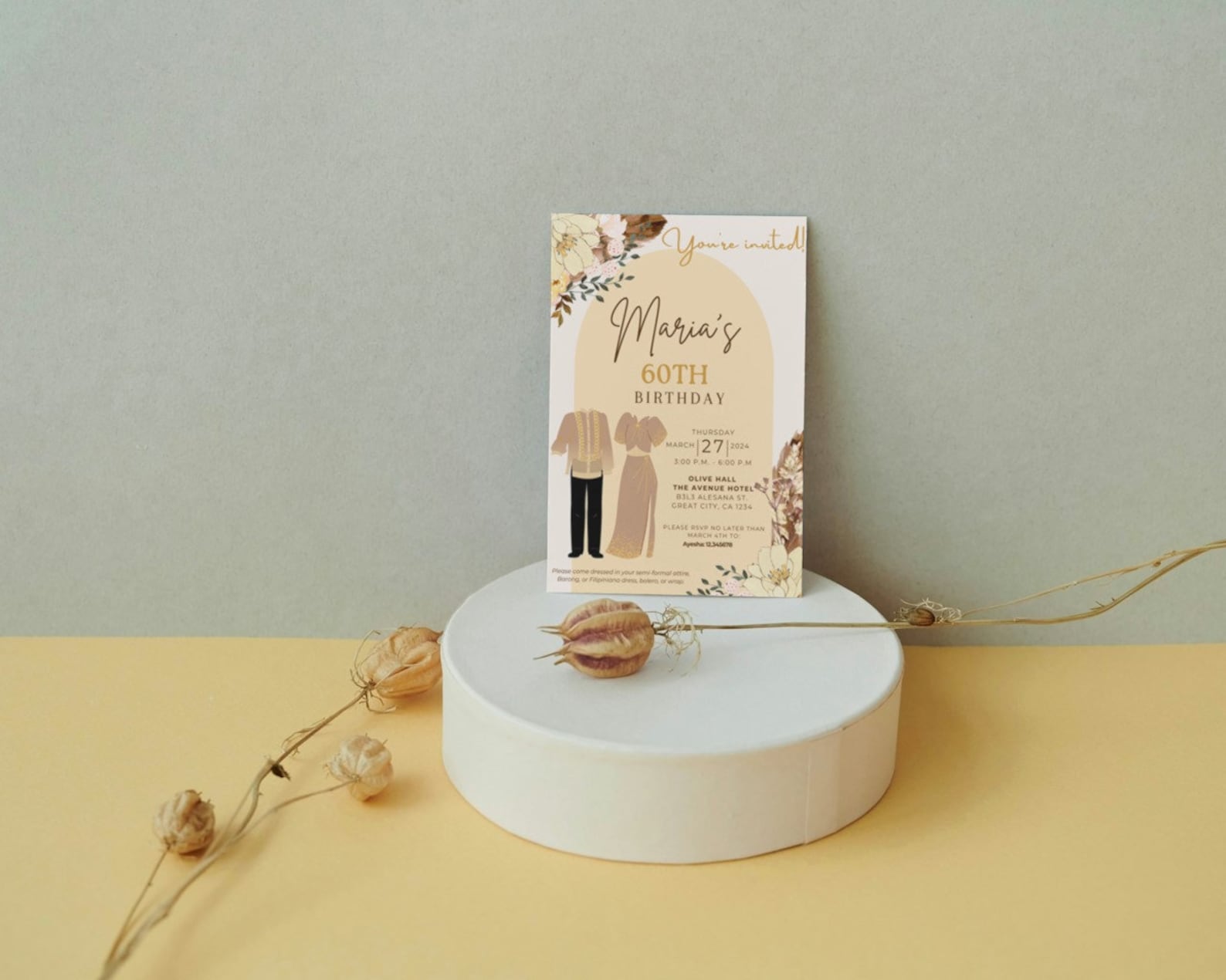 Modern Filipiniana Birthday Invitation Template Filipino Party - Etsy