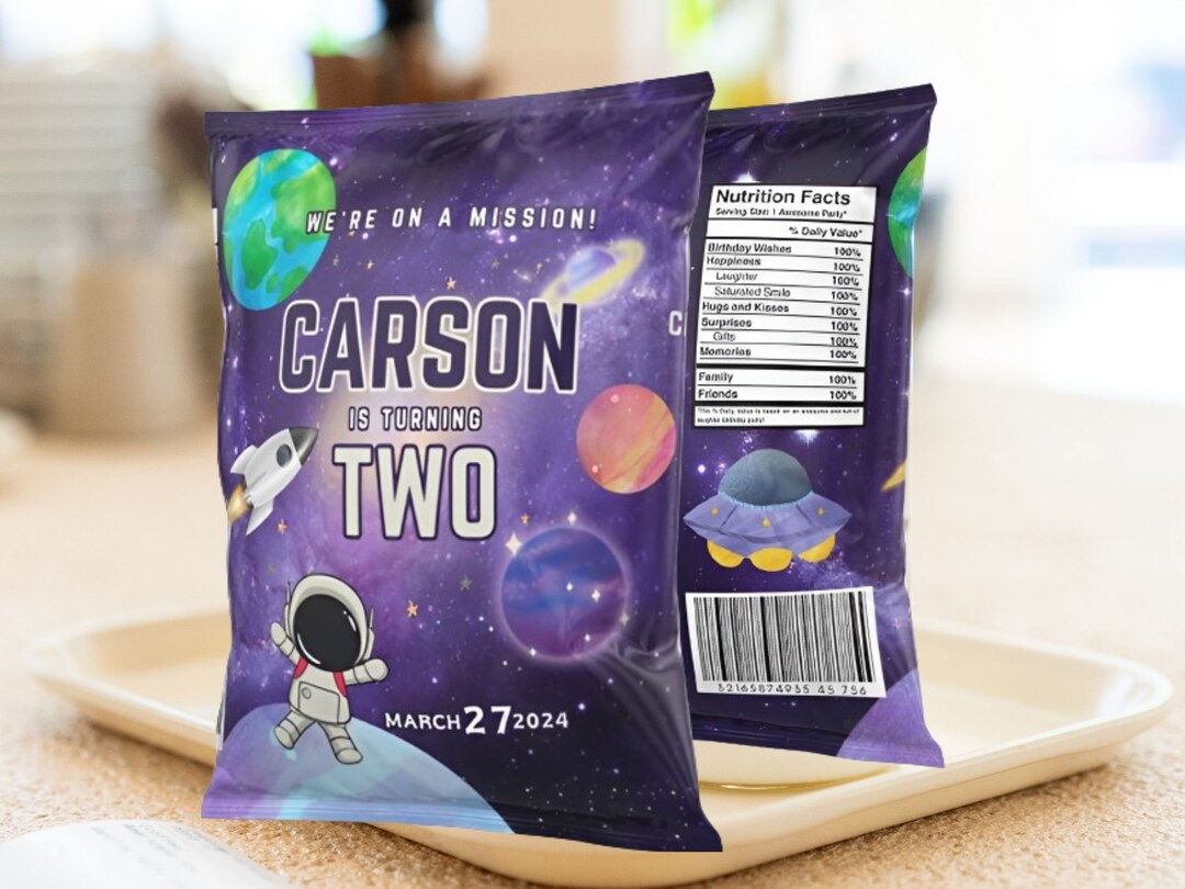Galaxy Chip Bag Wrapper, Space Party Favor, Outer Space Birthday ...