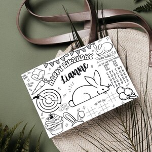 Bunny Birthday Party Activity Sheet Bunny Party Favor Bunny Coloring ...