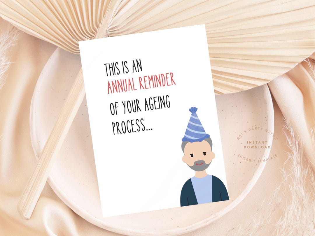 Funny DIGITAL Birthday Card | Old Man Joke | Download and Print at Home ...
