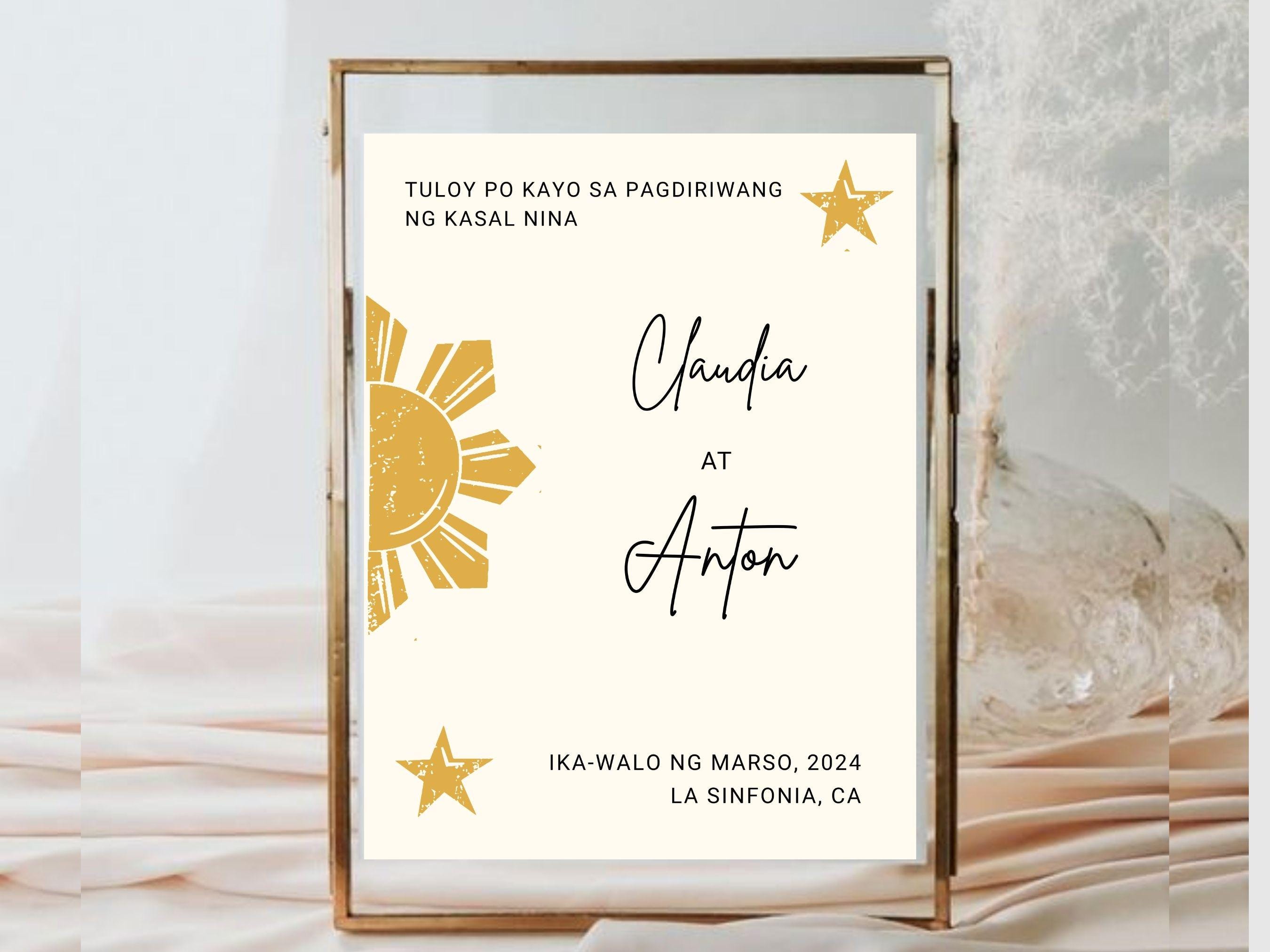 Filipino Wedding Philippines Sun Wedding Welcome Sign, Listahan Ng ...