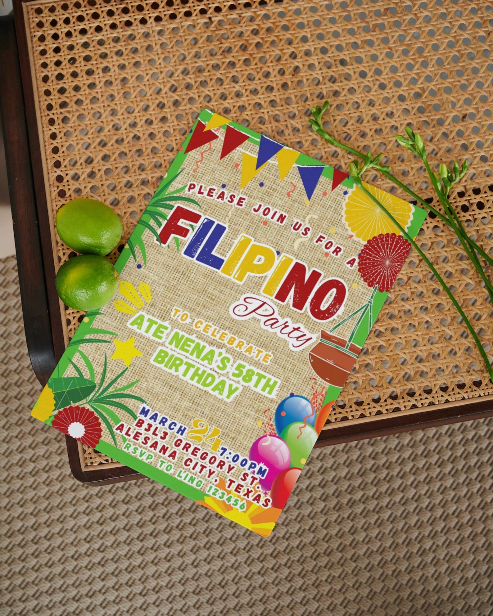 Editable Filipino Party Fiesta Theme Birthday Invitation, Filipino ...
