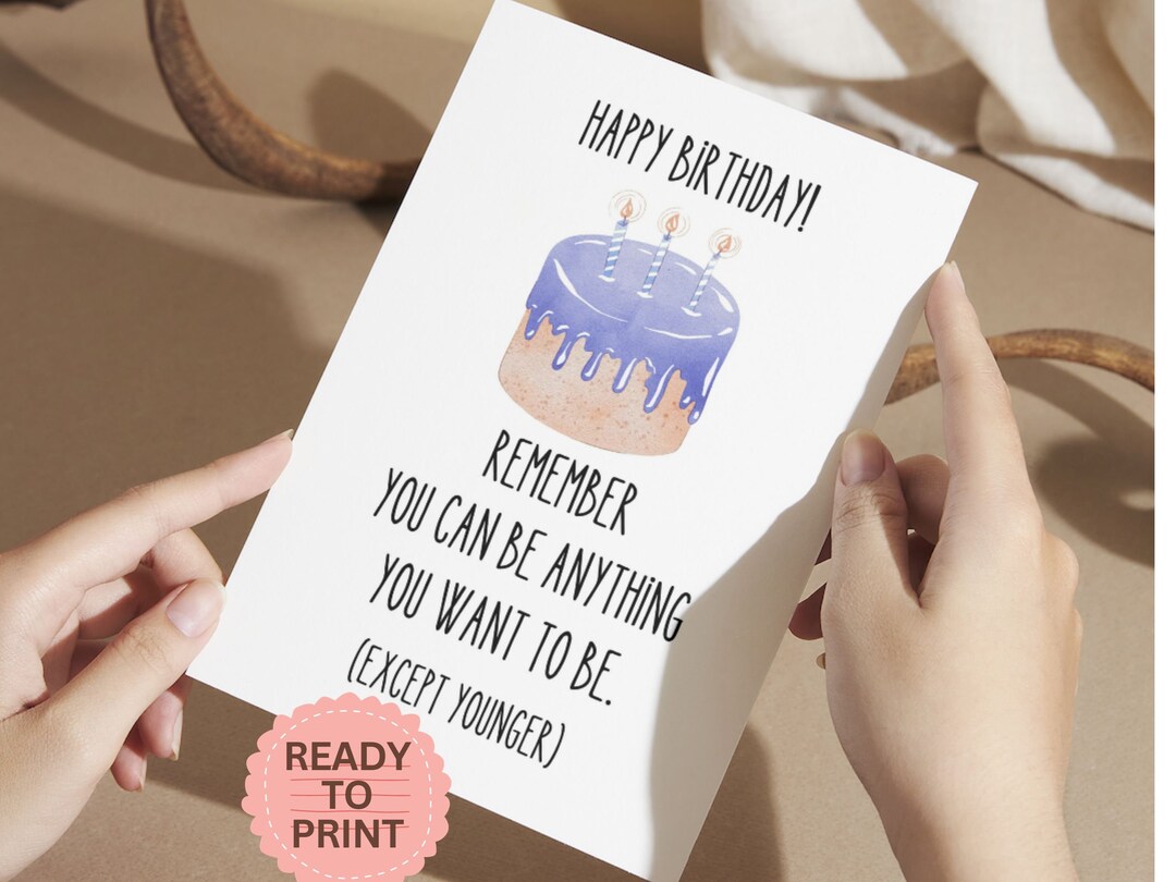 Printable Birthday Card, Funny Birthday Card, Digital Download, Old ...