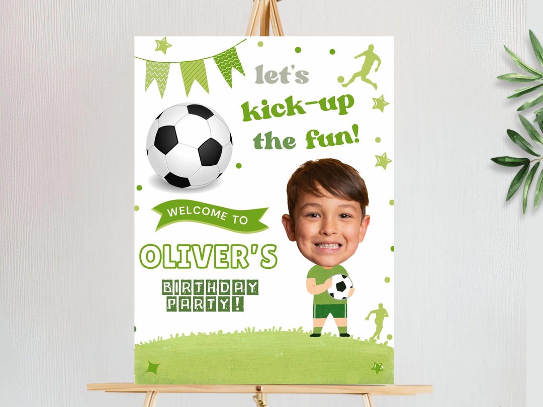 Custom Face Soccer Welcome Sign, Personalized Soccer Party Sign With ...