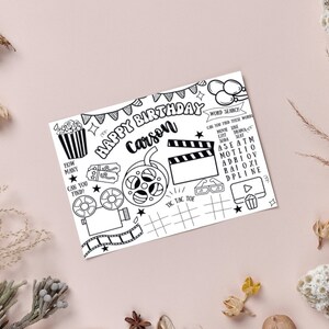 Printable Movie Night Coloring Page, Cinema Coloring Page for Kids and ...