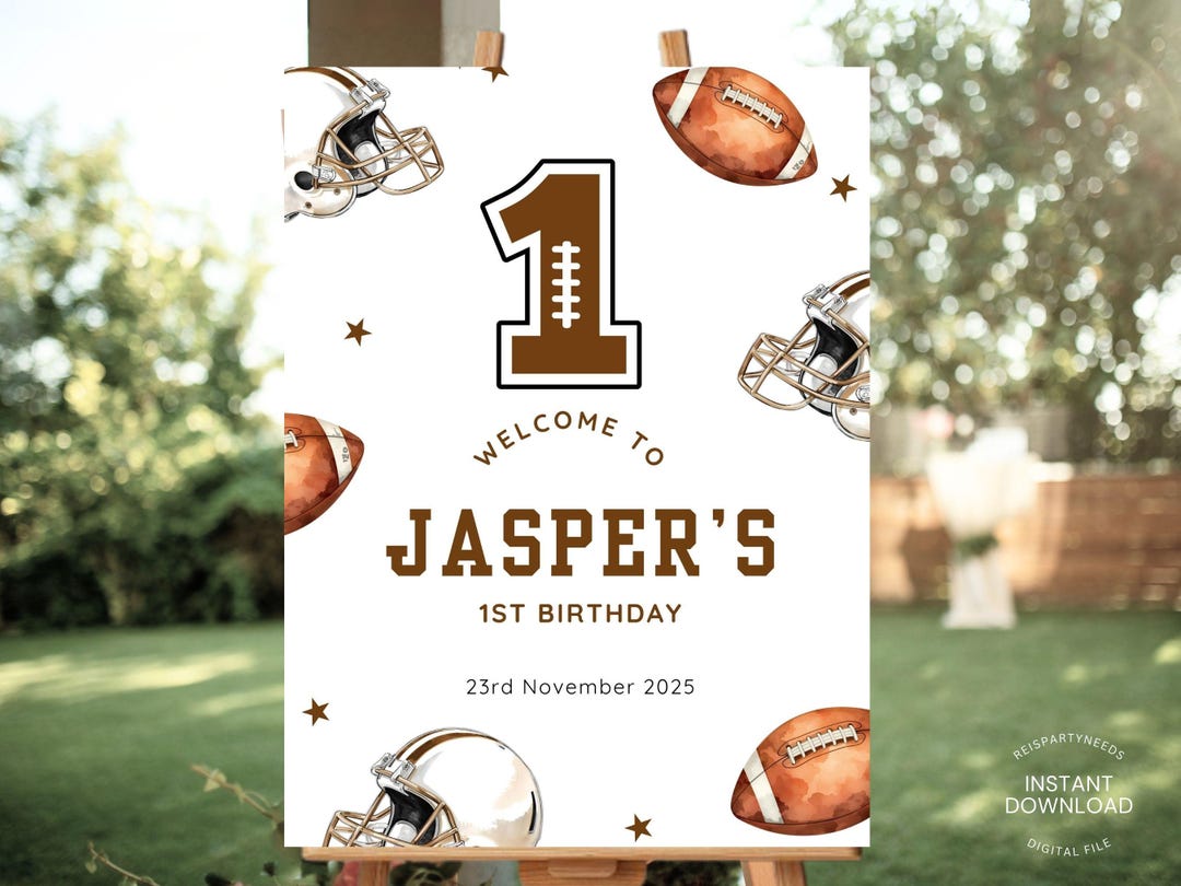 Football Birthday Party Welcome Sign, American Football Welcome Sign ...