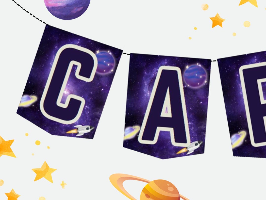 Space Birthday Party Banner Bunting Planets Party Solar System Birthday ...
