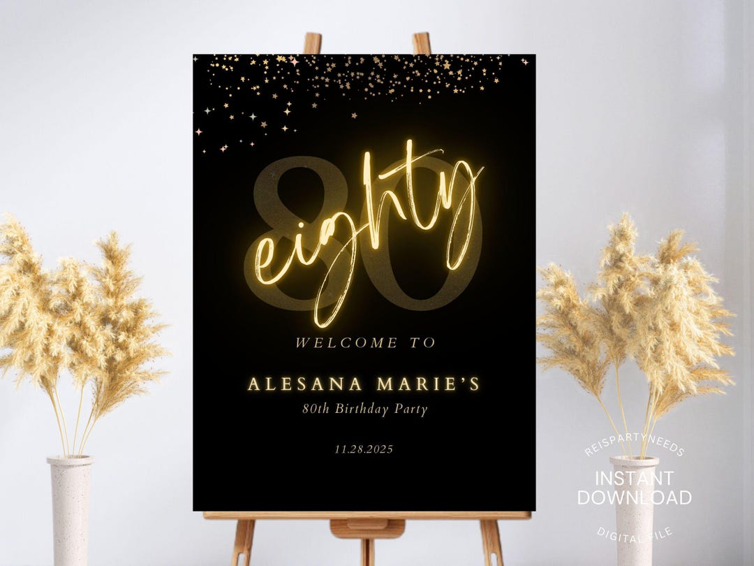 80th Welcome Sign, Look Who's 80 Welcome Sign, Modern 80th Welcome Sign ...