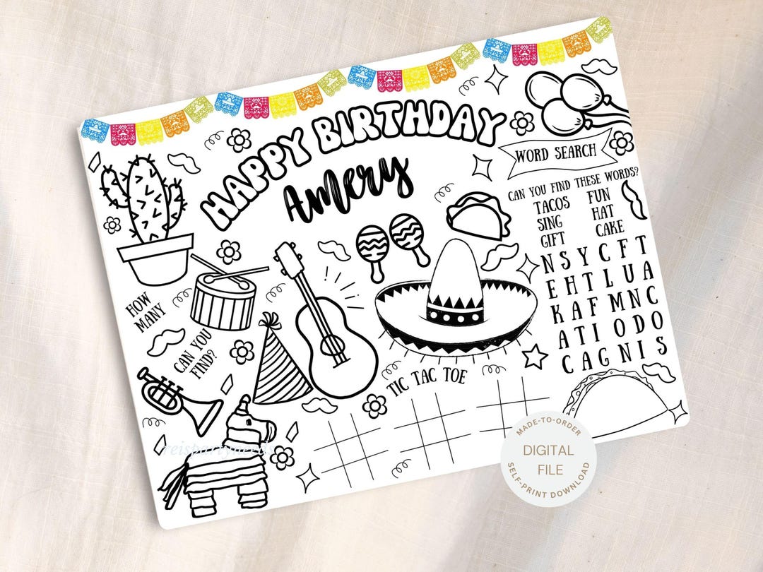Fiesta Coloring Favors | Mexican Fiesta Printable Party Favor | Fiesta ...