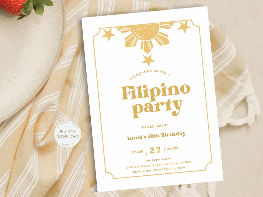 Editable Filipino Party Theme Invitation | Filipino Birthday ...