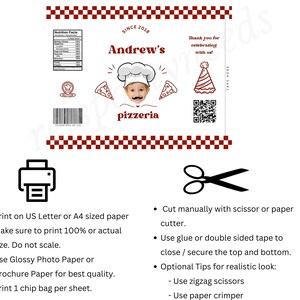 Checkered Pizza Chip Bag Box Custom Face Printable White Red Pizza ...